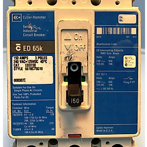 CUTLER HAMMER ED3150 240VAC, 3POLE, Circuit Breaker, 150AMP