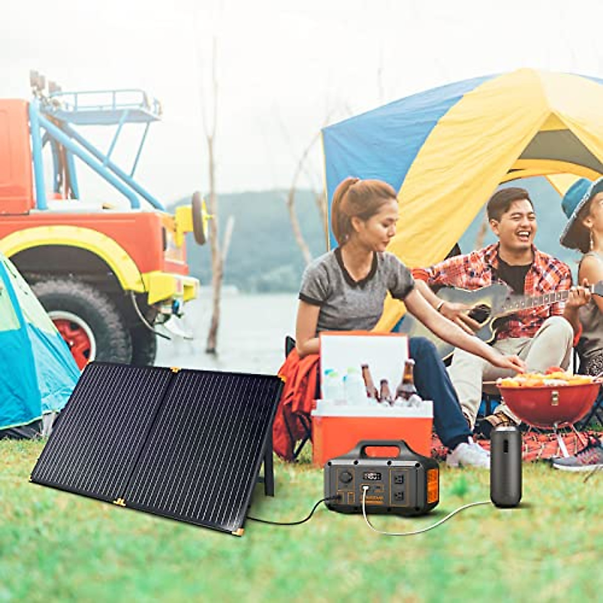 200W Solar Panel Charger with 20A PWM Charger Controller, SAE 8mm DC 5521 Anderson Output IP65 Waterproof Foldable Suitcase with Kickstand Power Emergency for Battery Generator Power Station