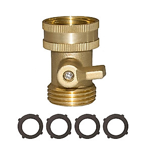 HQMPC Heavy Duty Brass Shut Off Valve Brass Water Hose Valve Hose On/Off Valve Garden Hose Connector 4Pcs
