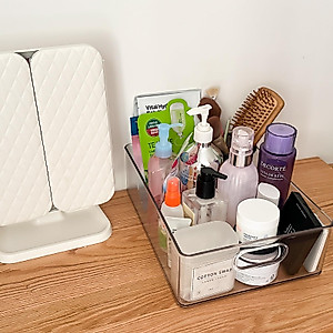 Decorelement Extra Large Refrigerator Organizer Bins with Pull-out Drawer, Stackable Clear Bins with 3 Dividers, Pantry Organization and Food Storage