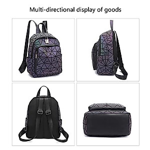 Women Geometric Luminous Backpack Handbag Fashion Shoulder Bag Lingge Flash Travel Rucksack 1304