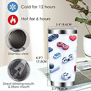 FOCIUZTA Playful & Vibrant Gaming 20oz Tumbler with lid, Travel Coffee Cup, Ideal for Easter, Gaming Enthusiast, Mother Day, and birthday gifts