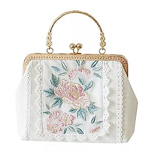 DANN Women's Vintage Handbag Chinese Embroidery Purse and Women's Bag Shoulder Bag with Chain