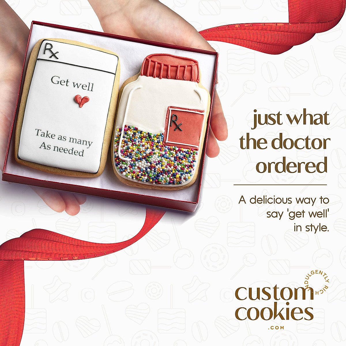 Custom Cookies Get Well Cookies - Set of 2 Kosher Decorated Vanilla Sugar Cookies - Express Feel Better Wishes for Men, Women, and Kids - After Surgery Gift, Get Well Soon Gifts for women Care Package