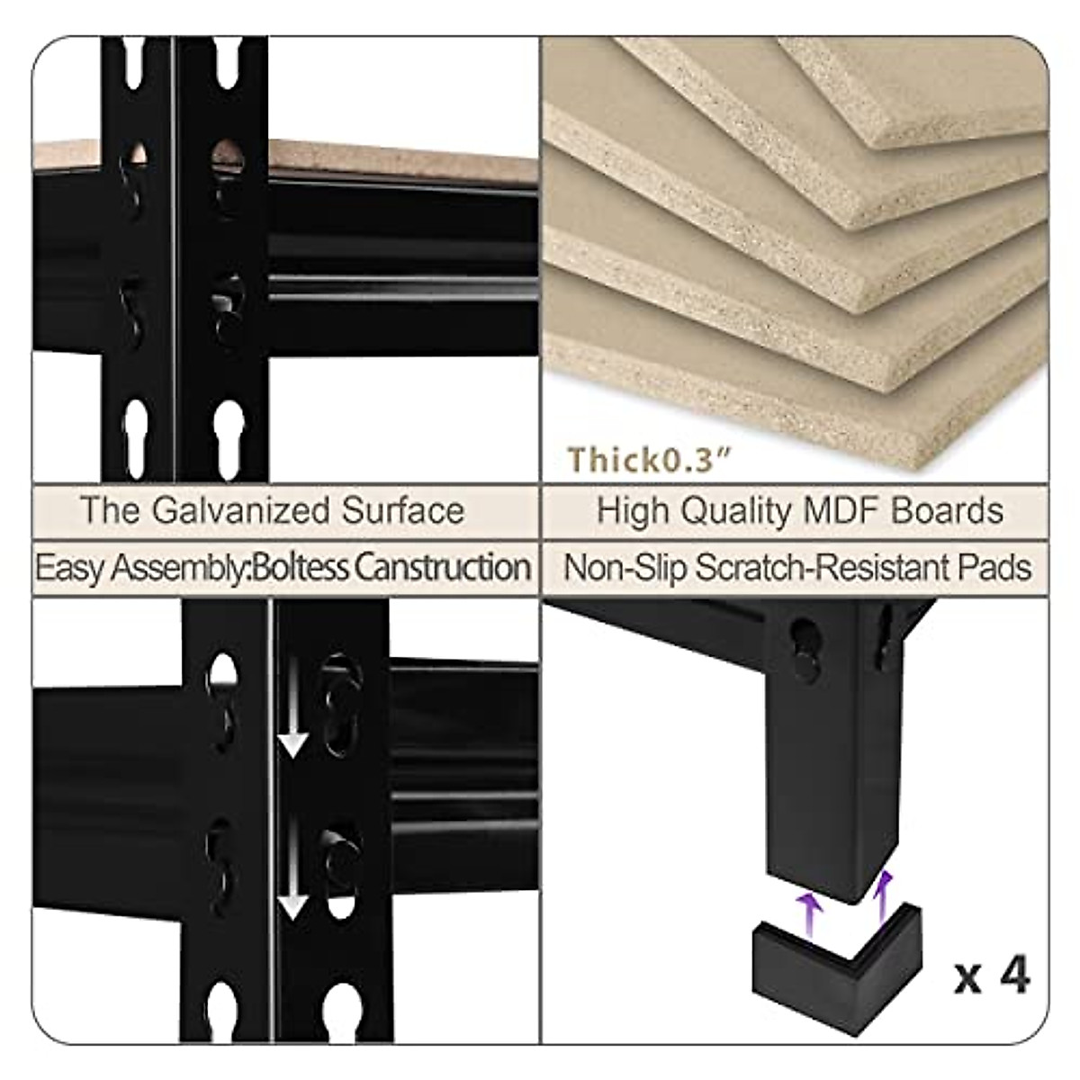 Prilinex Heavy Duty Storage Shelves - 5-Tier Adjustable Metal Garage Shelving Unit, Standing Utility Shelf Racks for Pantry Warehouse Kitchen, 28" W x 12" Dx 59" H, Black