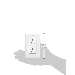 Leviton 5280-W 15 Amp, 125 Volt, Decora Plus Duplex Surge Suppressor Receptacle, Straight Blade, Industrial Grade, White