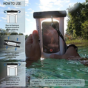 geckobrands Float Phone Dry Bag, Neon Blue - Floating Watertight Dry Bag Phone Pouch, Fits Most iPhone, Samsung Galaxy Models