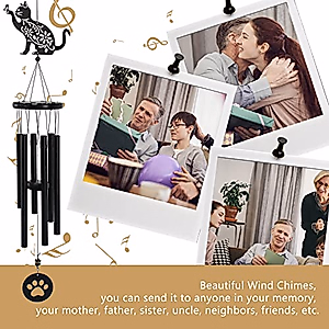 Wind Chimes for Outside, 38.1in Classic Black pet Memorial Windchimes, Memorial Gifts for Mothers, Friends and Cat Lovers, Also Suitable for Terrace Garden Decoration(Cats)