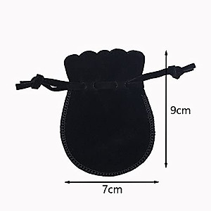 GBSTORE 10 Pcs Velvet Drawstring Bags Jewelry Gift Calabash Pouches for Storage Necklace Bracelet Earrings Headphones Watch Candy and Other Small Items (Black)