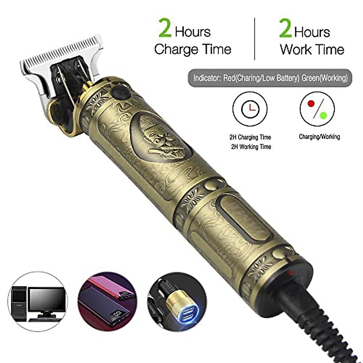 Soonsell Hair Clippers for Men,Beard Trimmer for Men, Electric T Blade Liners Outline Edgers Shaver 0mm Bald Zero Gap Grooming Kit ，Cordless Clippers for Hair Cutting