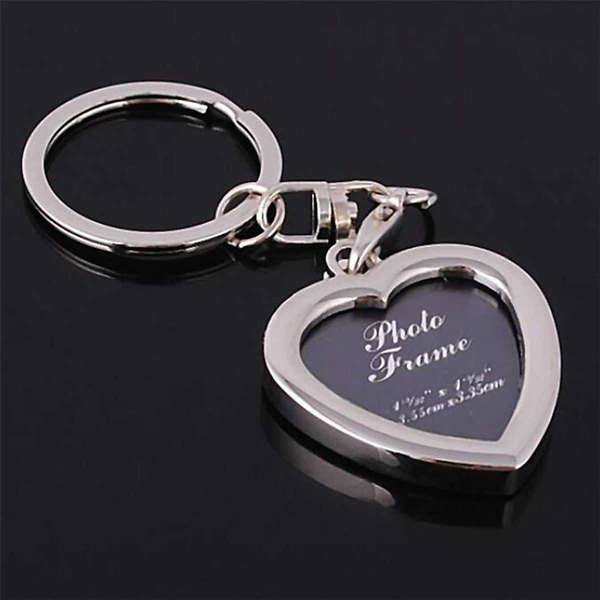 Elechobby Photo Keychain Keyring Picture Frames Commemorative Keychains (Silver Heart), Medium