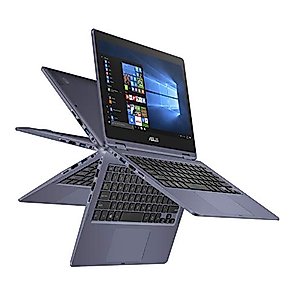 ASUS VivoBook Flip Thin and Light 2-in-1 Laptop - 11.6" HD Touchscreen, Intel Dual-Core Celeron N3350 Processor, 4GB RAM, 64GB eMMC Storage, Windows 10 in S Mode, Office 365 - J202NA-DH01T