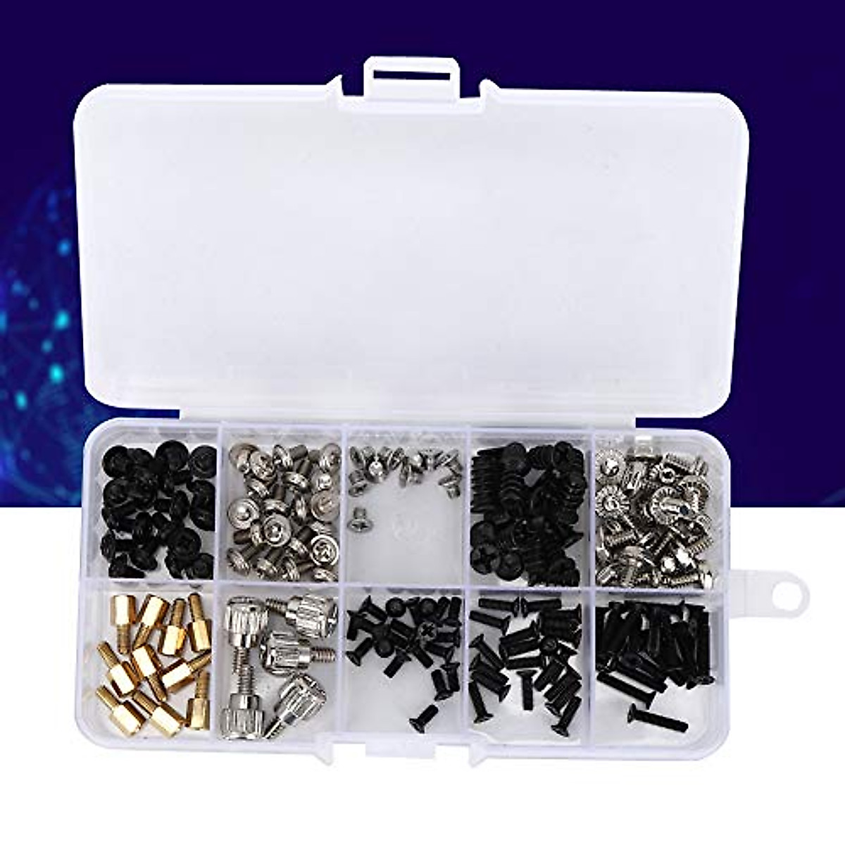 Mounting Screw Kit, Standard Size Metal Screws Assortment High Strength Multifunctional 165PCS with Plastic Case for Office Devices