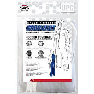 SAS Safety Corp Moonsuit Nylon and Cotton Coverall | Machine Washable Full Pullover with Hood Work Coveralls | Full Zipper Front, Elastic Waist with Pockets for Painting, Automotive, Factory (Medium)