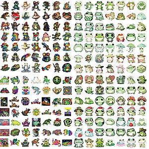 200PCs Frog Stickers, Cute Frog Stickers, Cool Frog Stickers, Colorful Frog Stickers, Vinyl Waterproof Animal Stickers for Laptop Aesthetic Stickers for Laptop, Skateboard, Water Bottles