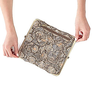 HOBO Lauren Leather Clutch For Women - Clasp Closure, Three Card Slots, Zip Pocket, and ID Holder Bag Metal Snake One Size One Size