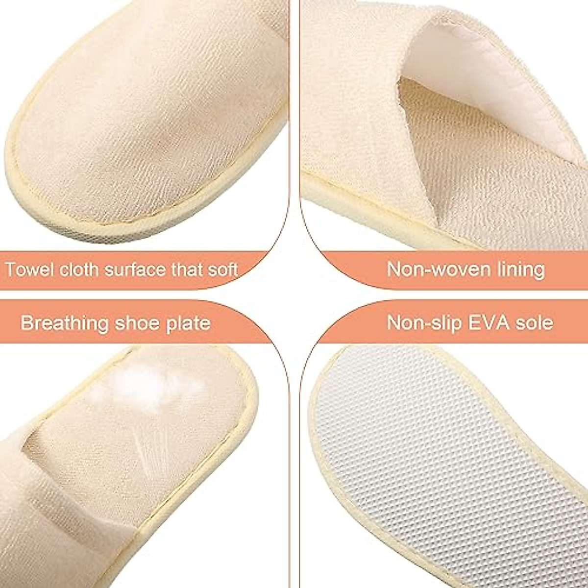 24 Pairs Non Slip Disposable Slippers, Closed Toe for Family Spa Guests Hotels Home Party, Housewarming (White, Light Gray, Black, Khaki)