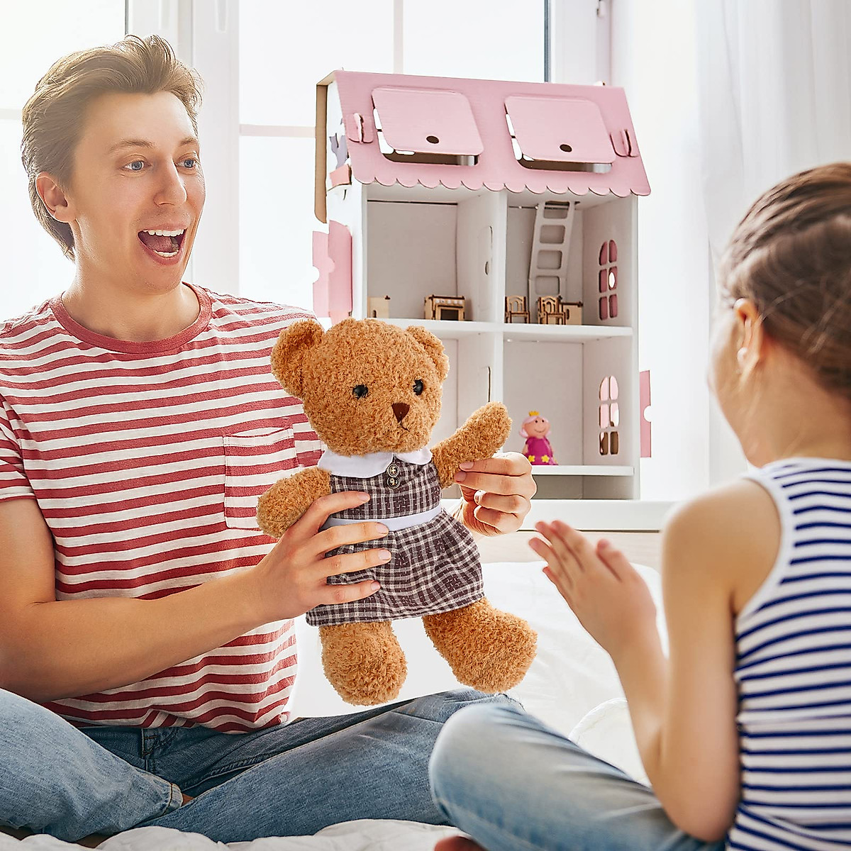 Landhoow 3 Pcs Cute Dress Outfit Bear Clothes Fits Most 14-18 Inch Bear and Make Your Own Stuffed Animals Bear Clothes for Girls Bear Accessories, Not Included Bear