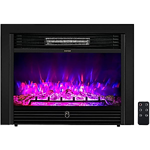 Topment 28.5" Recessed Electric Fireplace, Freestanding Fireplace Insert with Touch Screen Control Panel, Remote Control, Over-Heating Protection, 750-1500W Recessed in-Wall Heater with Timer