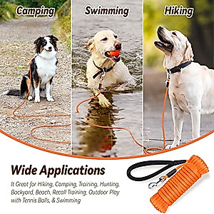 lynxking Check Cord Dog Leash Long Lead Training Tracking Line Comfortable Handle Heavy Duty Puppy Rope 10ft 15ft 30ft 50ft for Small Medium Large Dog