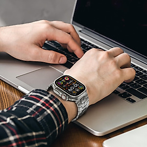 LULULOOK Titanium Band Compatible with Apple Watch Ultra/Ultra 2 49mm, Grade 2 Pure Titanium Metal Smartwatch Replacement Band with Folding Clasp for Men