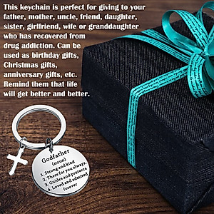 TIIMG Godfather Keychain Godfather Baptism Gifts Father’s Day Gift for Godfather Christening Gifts (Godfather noun)