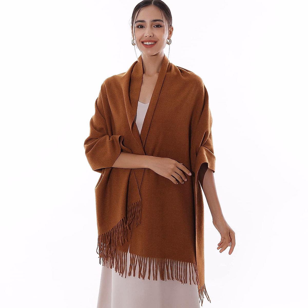 RIIQIICHY Winter Scarf for Women Caramel Pashmina Shawls Wraps for Evening Dresses Large Warm Soft Scarves