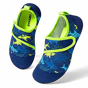 HIITAVE Boys Water Shoes Outdoor Quick Dry Swim Barefoot Beach Aqua Pool Socks for Kids Toddler Blue Green Shark 13.5-1 M US Little Kid
