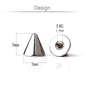 Ruifan 3mm Externally Threaded 316L Surgical Steel Replacement Spikes Body Jewelry Piercing Barbell Parts for Lip Eyebrow Tongue Belly Navel Nose Nipple Ring 14G Pack of 10