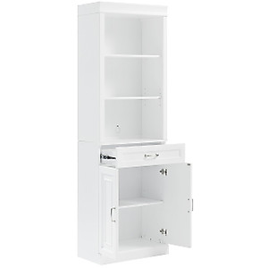 Crosley Furniture Stanton 2-Piece Storage Bookcase, Bookshelf Cabinet with Shelves, Kitchen and Living Room, White