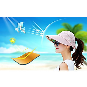 HINDAWI Sun Hats for Women Wide Brim Sun Hat UV Protection Visor Floppy Summer Packable Caps Light Pink