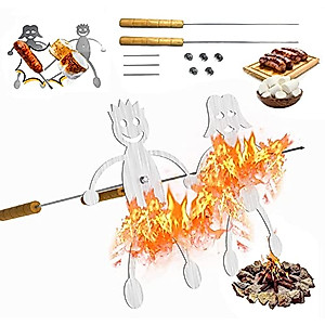 HIKATOP Stainless Steel Hot Dog Grill, Hot Dog Stick for Campfire, Barbecue Stick Suitable for BBQ Utensils, BBQ Fork Tools for Outdoor Cooking, Party & Family Dinner（2pcs)