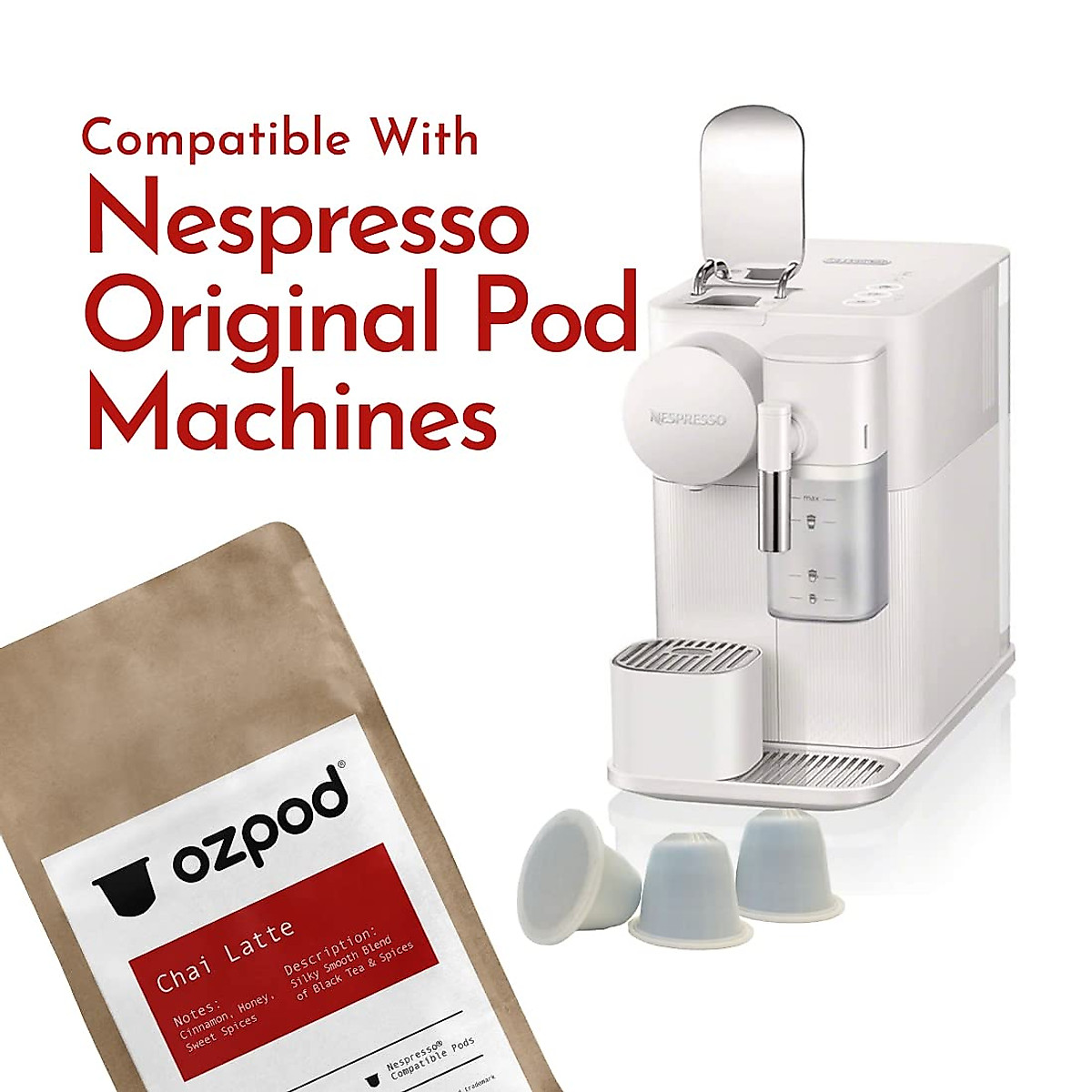 OzPod Chai Tea Capsules for Nespresso, Premium Pods, 100% Compostable and Biodegradable from Australia, Compatible with Nespresso Original, 15 Single Serve Cups, Fair Trade