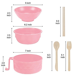 Microwave Ramen Cooker,Ramen Bowl With Chopsticks and Spoon,For Office College Dorm Room Essentials Instant Lunch Ideal for Shin and Buldak Ramen Noodle On The Go, Dishwasher-Safe,BPA-Free. (Pink)