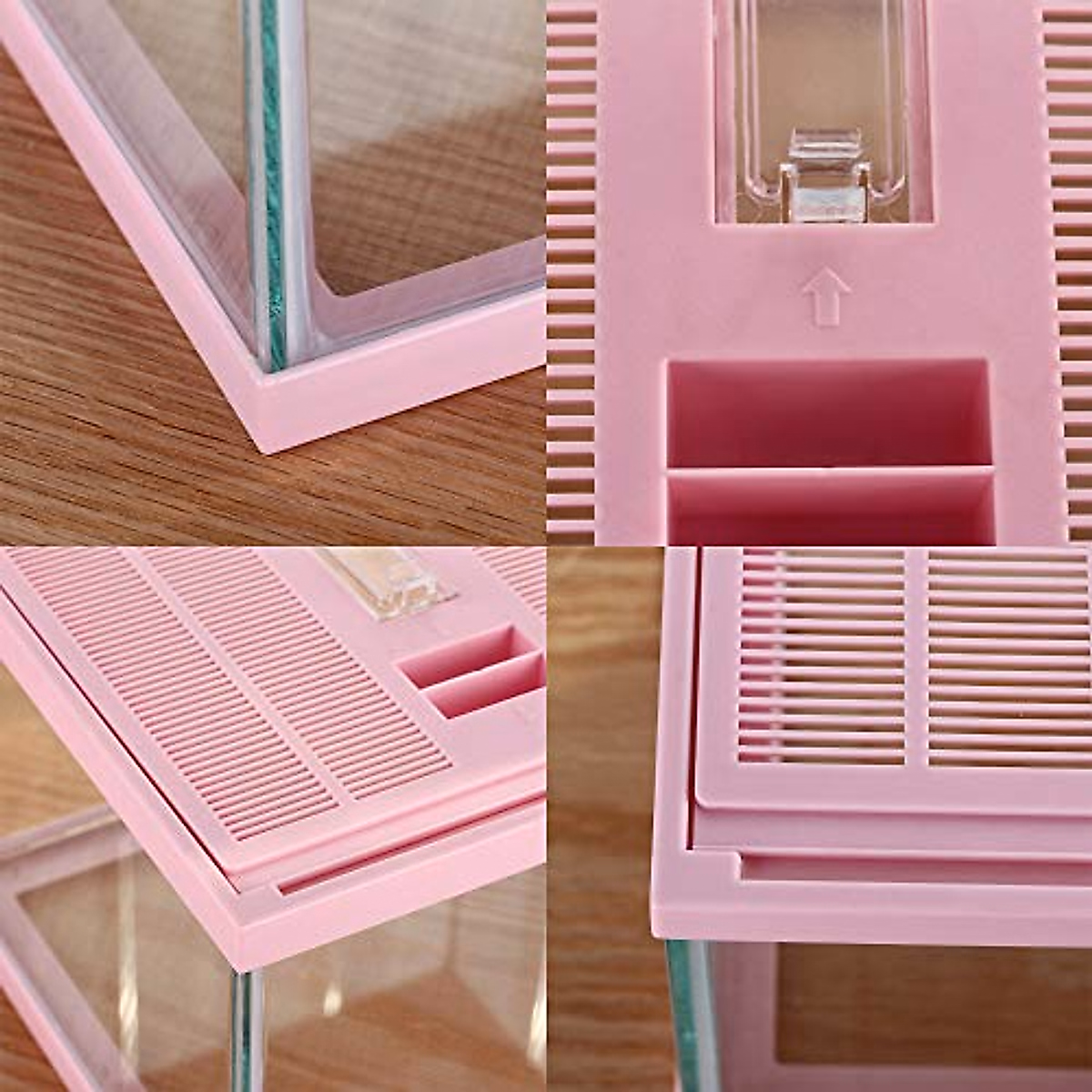 crapelles Reptile Tank Color Pink Spider Terrarium Container Tarantula Box cage Gecko Habitat Insect Enclosure Frog Carrier Tortoise Snail Container Fish Bowl Hermit Crab House Cricket breeding Box