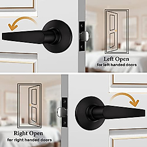 VICMEON 8 Pack Classic Keyless Door Lever Set, Passage Lever Door Handle, Passage Door Lever for Hallway and Closet, Reversible for Right and Left Side, Matte Black