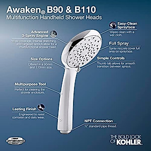 Kohler 72421-Y-BN Awaken B110 Four-Function Handshower, 2.5 Gpm, Vibrant Brushed Nickel
