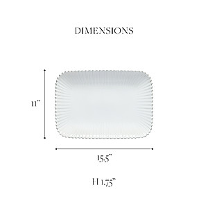 Costa Nova Ceramic Stoneware 16'' Rectangular Platter - Pearl Collection, White | Microwave, Dishwasher, Oven & Freezer Safe Dinnerware | Food Safe Glazing | Restaurant Quality Serveware