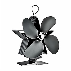 UXZDX CUJUX 4 Blades Heat Powered Stove Fan Burner Eco Fan Quiet Home Fireplace Fan Efficient Heat Distribution (Color : Black, Size : 172MM)