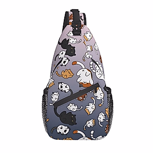 Funny Cute Cat Sling Backpack Cat Chest Bags Crossbody Animal Shoulder Bag for Men Women Boys Girls