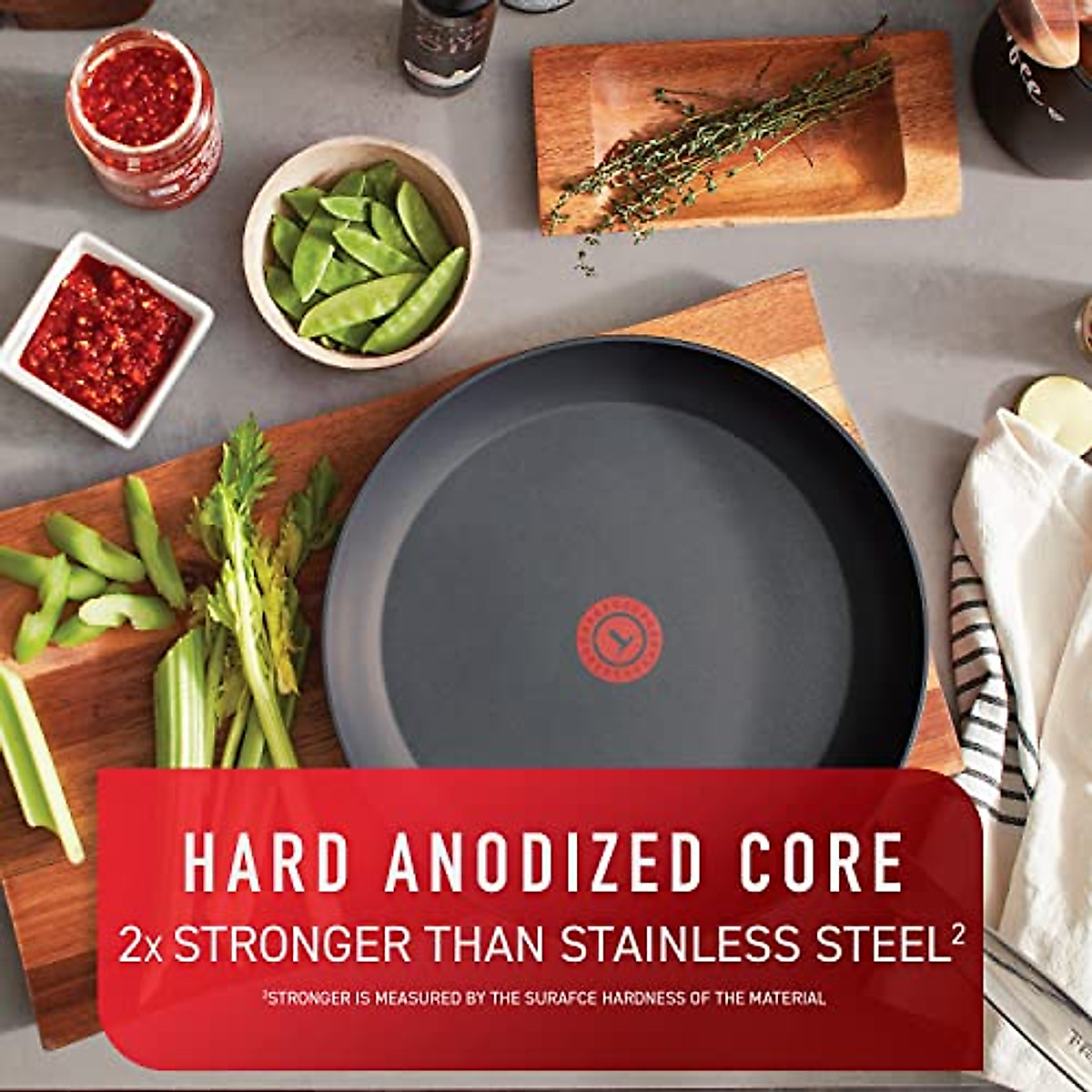 T-fal Platinum Hard Anodized Nonstick Fry Pan 12 Inch Oven Broiler Safe 500F, Lid Safe 350F Cookware, Pots and Pans, Dishwasher Safe Black