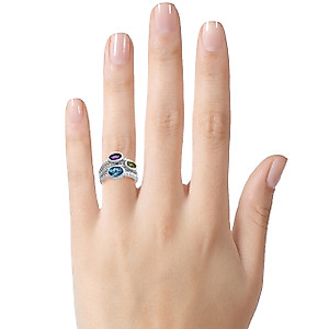 FJC Finejewelers Amethyst, Peridot, and Blue Topaz Ring Sterling Silver Size 7.5