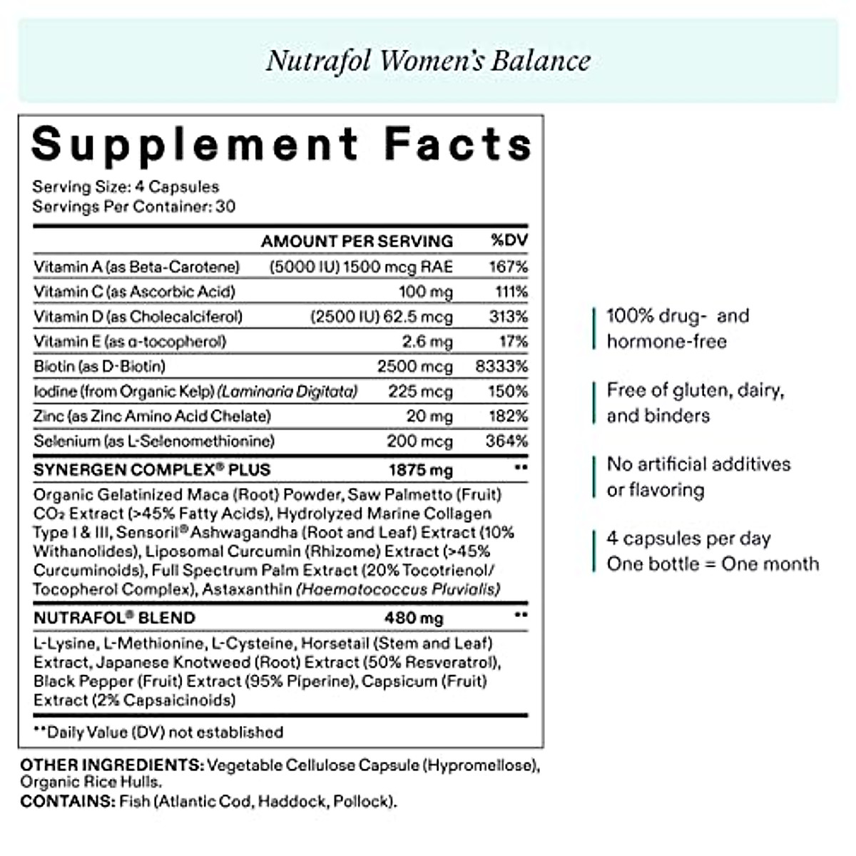 Nutrafol Women's Balance Hair Growth Supplement | Ages 45+ | Clinically Proven for Visibly Thicker Hair & Scalp Coverage | Dermatologist Recommended | 2 Month Supply