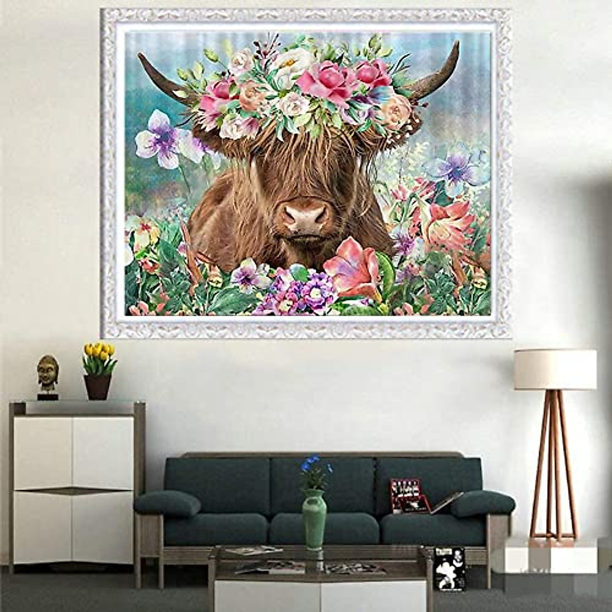 Clendo Paint by Number for Adults,Cow Numbers Adults Beginner, DIY Gift Canvas Painting Kits, 12X16 Inch Colorful Dinosaurs [Without Frame] (MT11179)