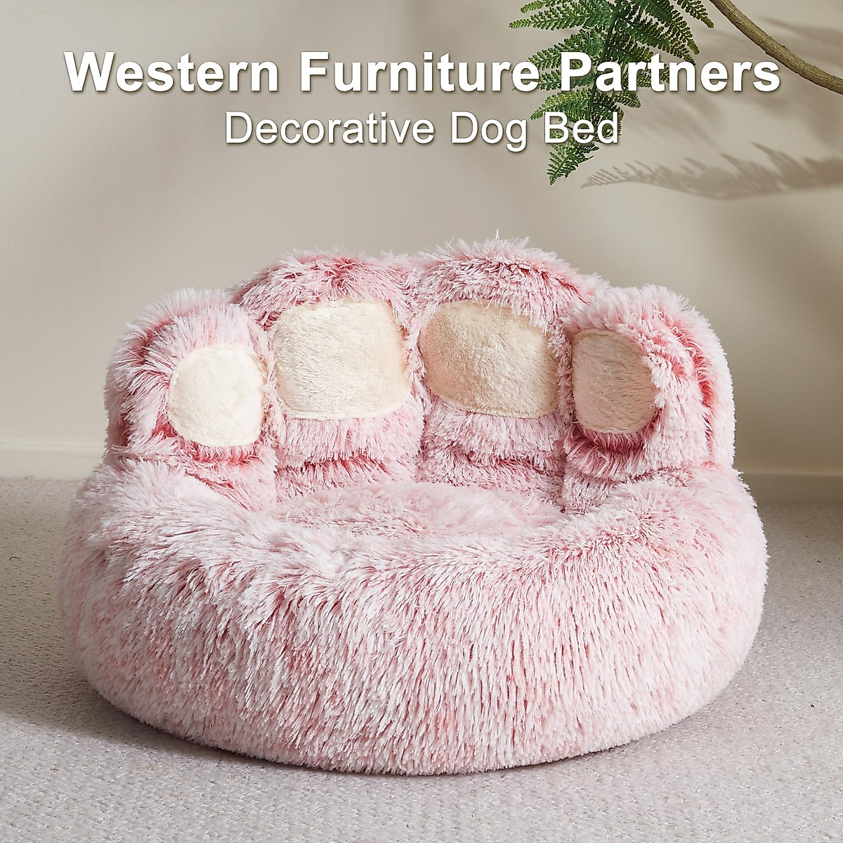 Jiupety Cozy Comfy Small Dog Bed | Upgraded Soothing Paw Donut Bed | L Size 26" × 26" × 8" | Creative Bear Paws Design