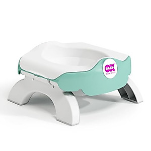 OKBABY On The Spot 3 in 1 Travel Potty Seat - Compact & Lightweight Design - Features Non-Slip Rubber Base - Removable Inner Bowl - Toilet Training Seat for Toddlers & Children, Turquoise