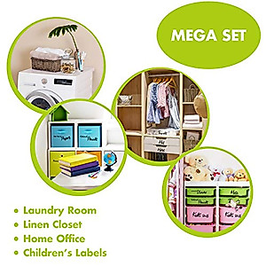 Hebayy 242 Cursive Laundry Room Organization Labels Printed Customizable Waterproof Tear-Resistant Stickers with Perforation Line for Bathroom Laundry Closet Farmhouse Containers Bins