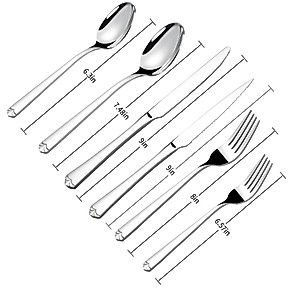 24 Piece Silverware Set with Steak Knives for 4, Prendcyx Stainless Steel Flatware Set, Food-Grade Tableware Cutlery Set Includes Forks Spoons Knives, Mirror Polished, Dishwasher Safe