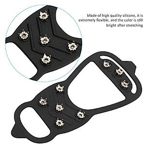 Ice Snow Grips for Shoes and Boots, Non Slip Spikes Shoe Cover with 8 Steel Studs Crampons, Walk Traction Cleats for Hiking Mountaineering Skiing Winter Sports(L)