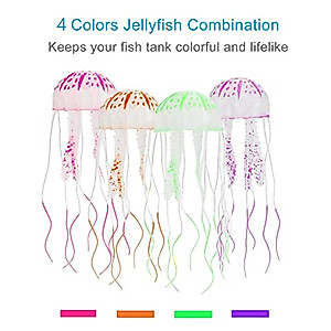 yahukeny 10 Pieces Artificial Glowing Fish Tank Decorations Silicone Resin Fluorescent Floating Jellyfish Simulation Coral Mushroom Fake Lion Fish Landscape Accessories for Aquarium Household Office